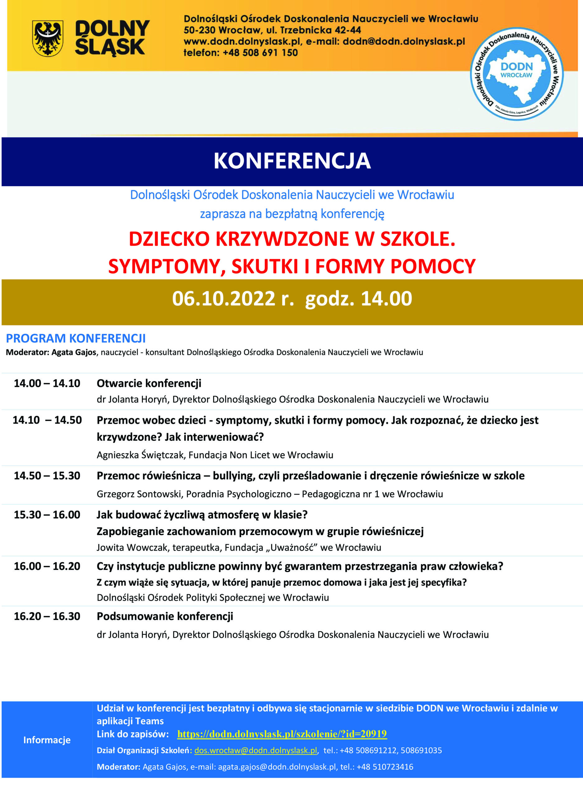 Konferencja: "Dziecko krzywdzone w szkole. Symptomy, skutki i formy ...